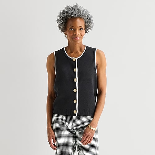 Click here for Liz Claiborne Womens Crew Neck Button Sweater Vest... prices