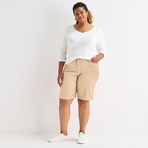 Click here for St. Johns Bay Womens 11 Mid Rise Plus Bermuda Shor... prices