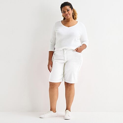 Click here for St. Johns Bay Womens 11 Mid Rise Plus Bermuda Shor... prices