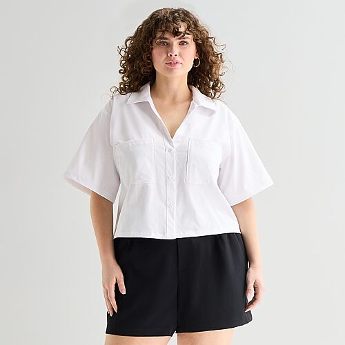 Click here for Stylus Womens Plus V Neck Short Sleeve Camp Shirt... prices
