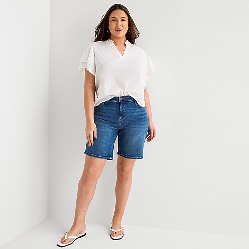 Click here for Liz Claiborne Lana Womens 9 Plus Denim Short  22w... prices
