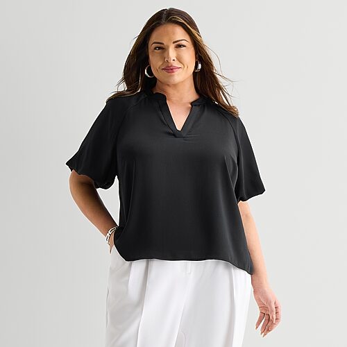 Click here for Liz Claiborne Womens Plus V Neck Short Sleeve Sati... prices