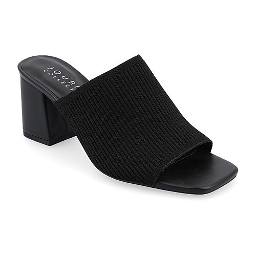 Journee Collection Womens Lorenna Block Heel Slide Sandals - Black