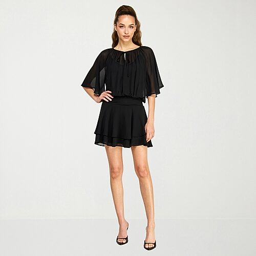 Click here for belle vie Womens Split Tie Neck Short Sleeve Blous... prices