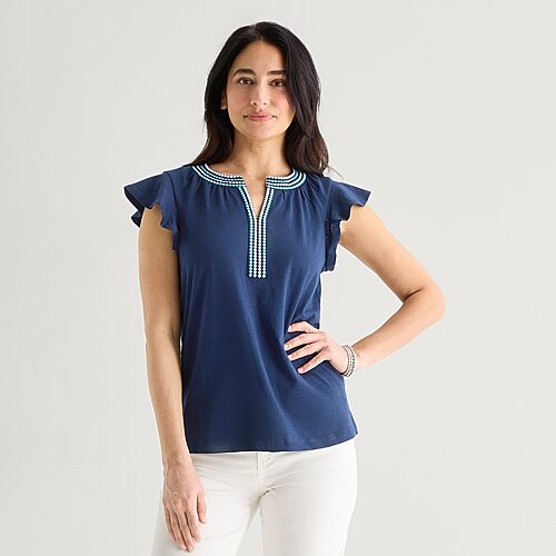 Click here for St. Johns Bay Womens Split Crew Neck Short Sleeve... prices