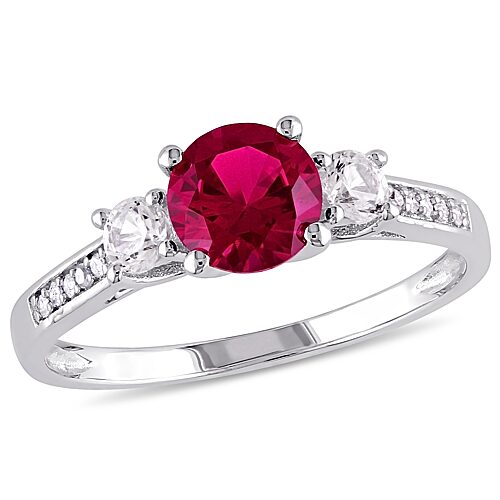 Click here for Womens Diamond Accent Lab Created Red Ruby 10K Gol... prices