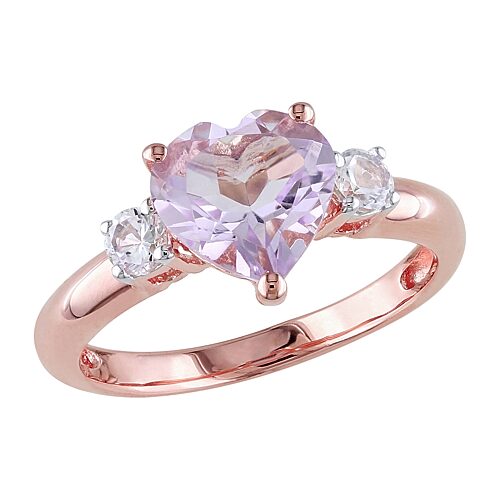 Click here for Rose De France Womens Genuine Pink Amethyst 18K Ro... prices