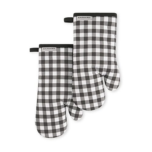 KitchenAid Gingham 2-pc. Oven Mitt Set  One Size  Black
