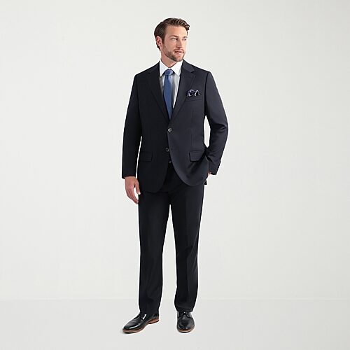 Haggar JMH Tailored Wool Mens Stretch Fabric Modern Fit Windowpane Flat Front Suit Pant  40 30  Blue