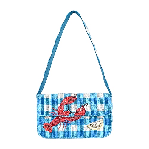 Click here for SOL and MER Beaded Gingham Lobster Shoulder Bag prices