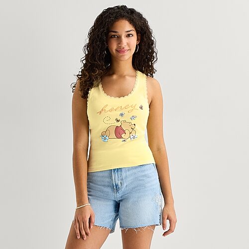 Click here for Womens Juniors Scoop Neck Sleeveless Winnie The Po... prices