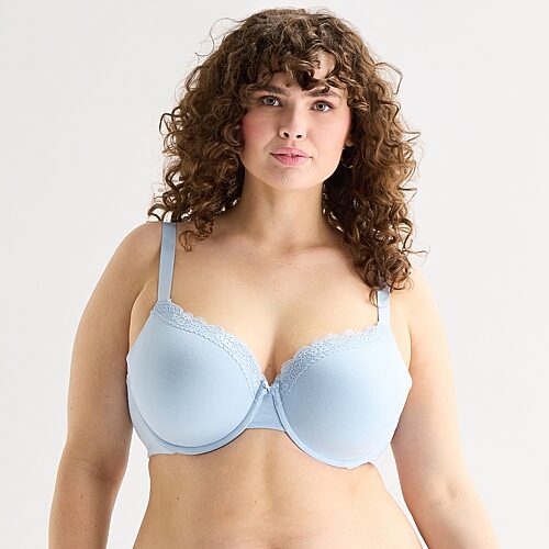 Ambrielle Cotton Womens Medium Support Demi Bra  Dd  Blue