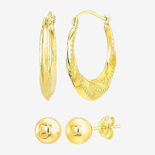 Click here for Womens 10K Gold 2 Pair Earring Set  One Size  Yell... prices