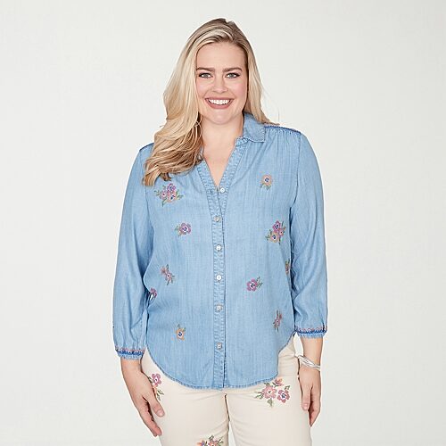 Click here for Alfred Dunner Beachcomber Womens Plus Smocked Slee... prices