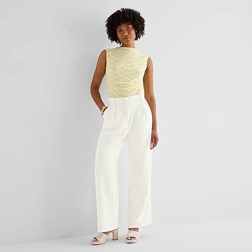 Click here for by&by Womens Juniors Wide Leg Trouser  2  White prices