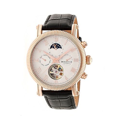 Click here for Heritor Automatic Winston Mens Automatic Black Lea... prices