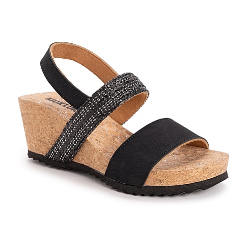 Click here for Muk Luks Womens Wendy Wedge Sandal - Black prices