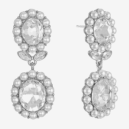 Click here for Monet Jewelry Womens Glass Simulated Pearl Oval Hy... prices