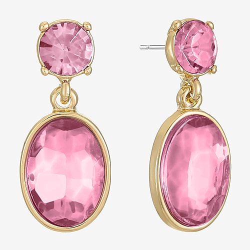 Click here for Monet Jewelry Womens Pink Glass Oval Hypoallergeni... prices
