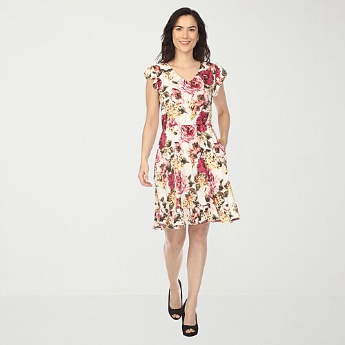 Click here for Womens White Mark V-Neck Floral A-Line Dress prices