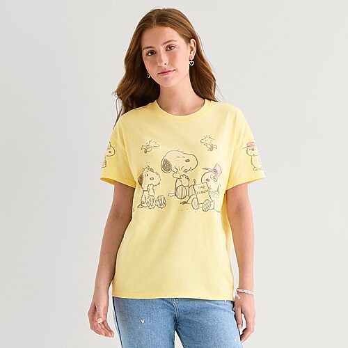 Click here for Peanuts Boyfriend Tee Womens Juniors Crew Neck Sho... prices