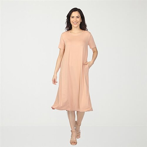 Click here for Womens White Mark Round Neck T-Shirt Shift Dress prices