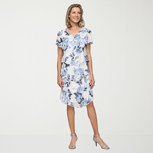 Click here for S. L. Fashions Womens Midi V Neck Short Sleeve Flo... prices