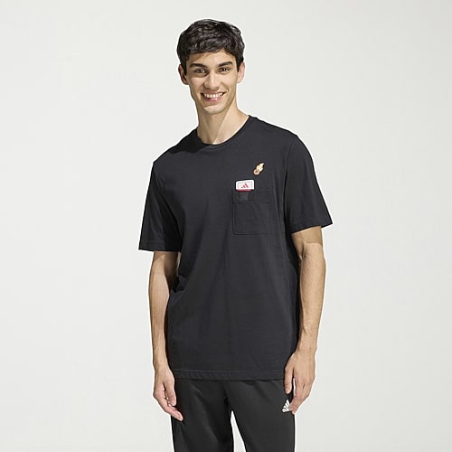 adidas Mens Crew Neck Short Sleeve Active T-Shirt  Large  Black