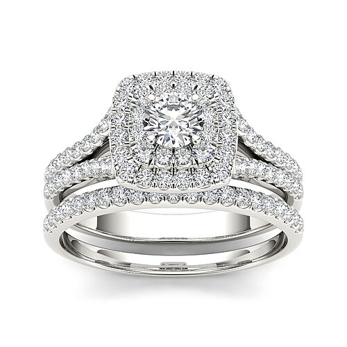 Click here for 1 CT.T.W. Natural Diamond 10K White Gold Bridal Ri... prices