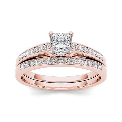 Click here for 5/8 CT.T.W. Natural Diamond 14K Rose Gold Bridal R... prices