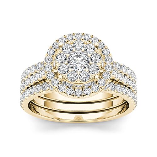Click here for 1 CT.T.W. Natural Diamond 10K Yellow Gold Bridal R... prices