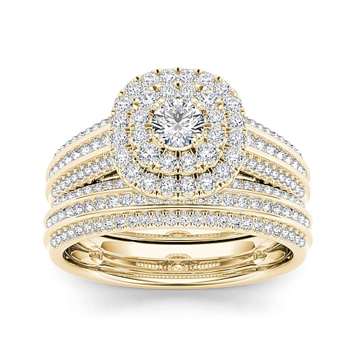 Click here for 1 CT.T.W. Natural Diamond 10K Yellow Gold Bridal R... prices
