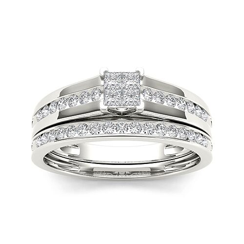 Click here for 1/2 CT.T.W. Natural Diamond 10K White Gold Bridal... prices