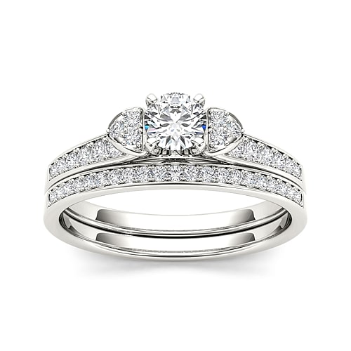 Click here for 1/2 CT.T.W. Natural Diamond 10K White Gold Bridal... prices