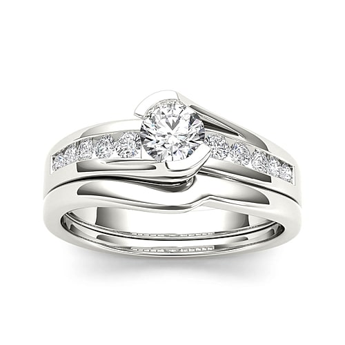 Click here for 1/2 CT.T.W. Natural Diamond 14K White Gold Bridal... prices