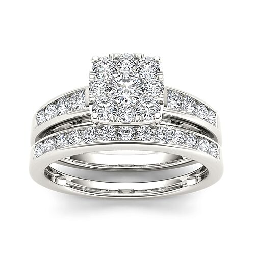 Click here for 1 CT.T.W. Natural Diamond 10K White Gold Bridal Ri... prices