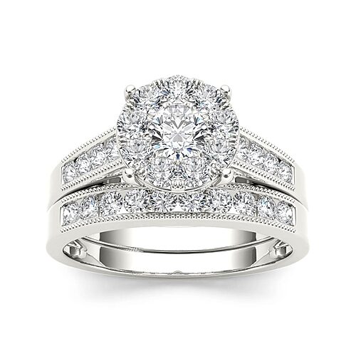 Click here for 1 CT.T.W. Natural Diamond 10K White Gold Bridal Ri... prices