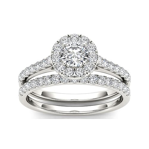 Click here for 1 CT.T.W. Natural Diamond 10K White Gold Bridal Ri... prices