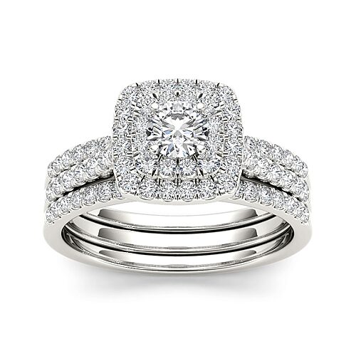 Click here for 1 CT.T.W. Natural Diamond 10K White Gold Bridal Se... prices