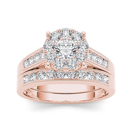 Click here for 1 CT.T.W. Natural Diamond 10K Rose Gold Bridal Rin... prices