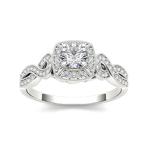 Click here for 1/2 CT.T.W. Natural Diamond 14K White Gold Engagem... prices