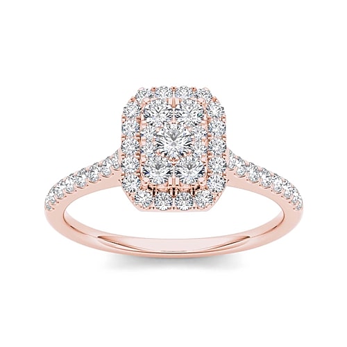 Click here for 3/4 CT.T.W. Natural Diamond 10K Rose Gold Square-S... prices