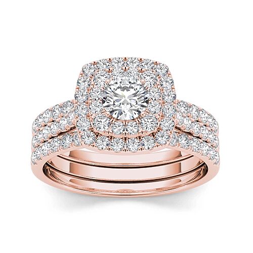 Click here for 1 1/2 CT.T.W. Natural Diamond 10K Rose Gold Bridal... prices