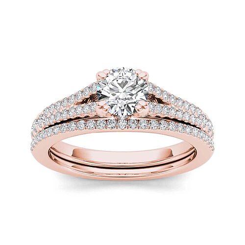 Click here for 1 CT.T.W. Natural Diamond 14K Rose Gold Bridal Rin... prices