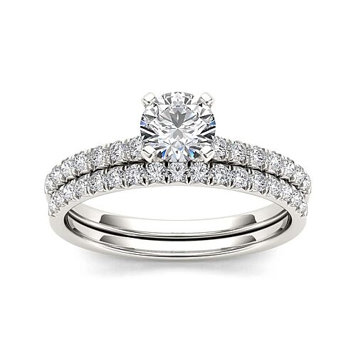 Click here for 1 CT.T.W. Natural Diamond 14K White Gold Bridal Se... prices