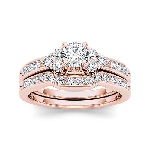 Click here for 1 CT.T.W. Natural Diamond 14K Rose Gold Bridal Rin... prices