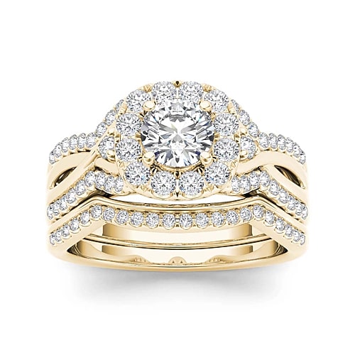 Click here for 1 1/4 CT.T.W. Natural Diamond 14K Rose Gold Halo B... prices