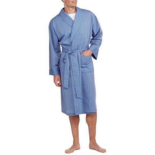 Hanes Mens Long Sleeve Mid Length Robe  X-large-xx-large  Blue