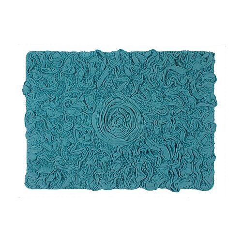 Home Weavers Bell Flower Bath Rug  17 x 24 - Blue