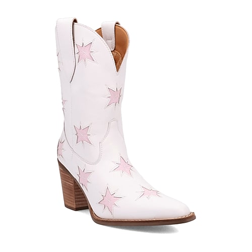 Click here for Dingo Womens Starburst Leather Boot - White prices
